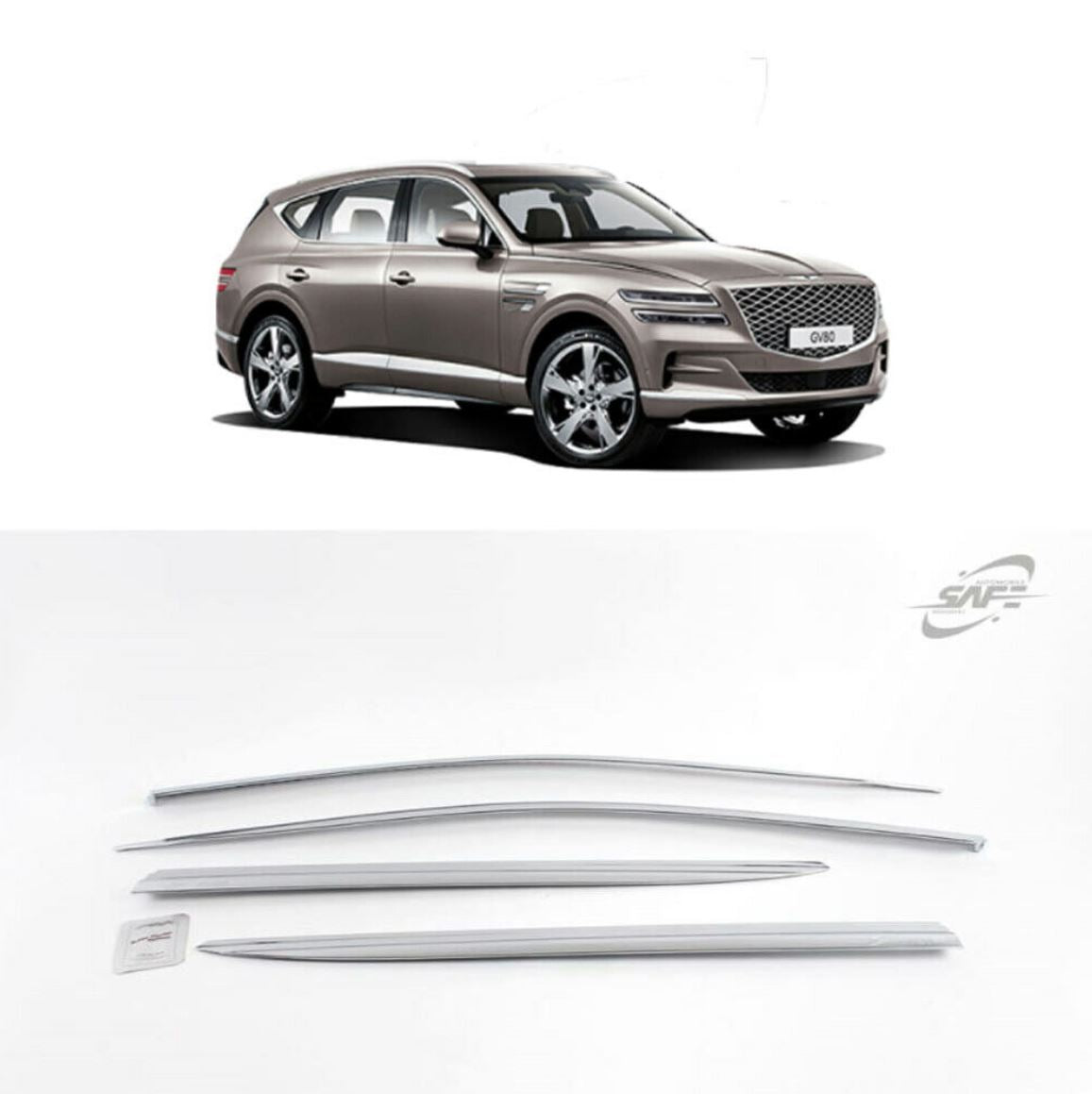 Chrome Window Vent Visor Rain Guard Deflector 4P D230 for Genesis GV80