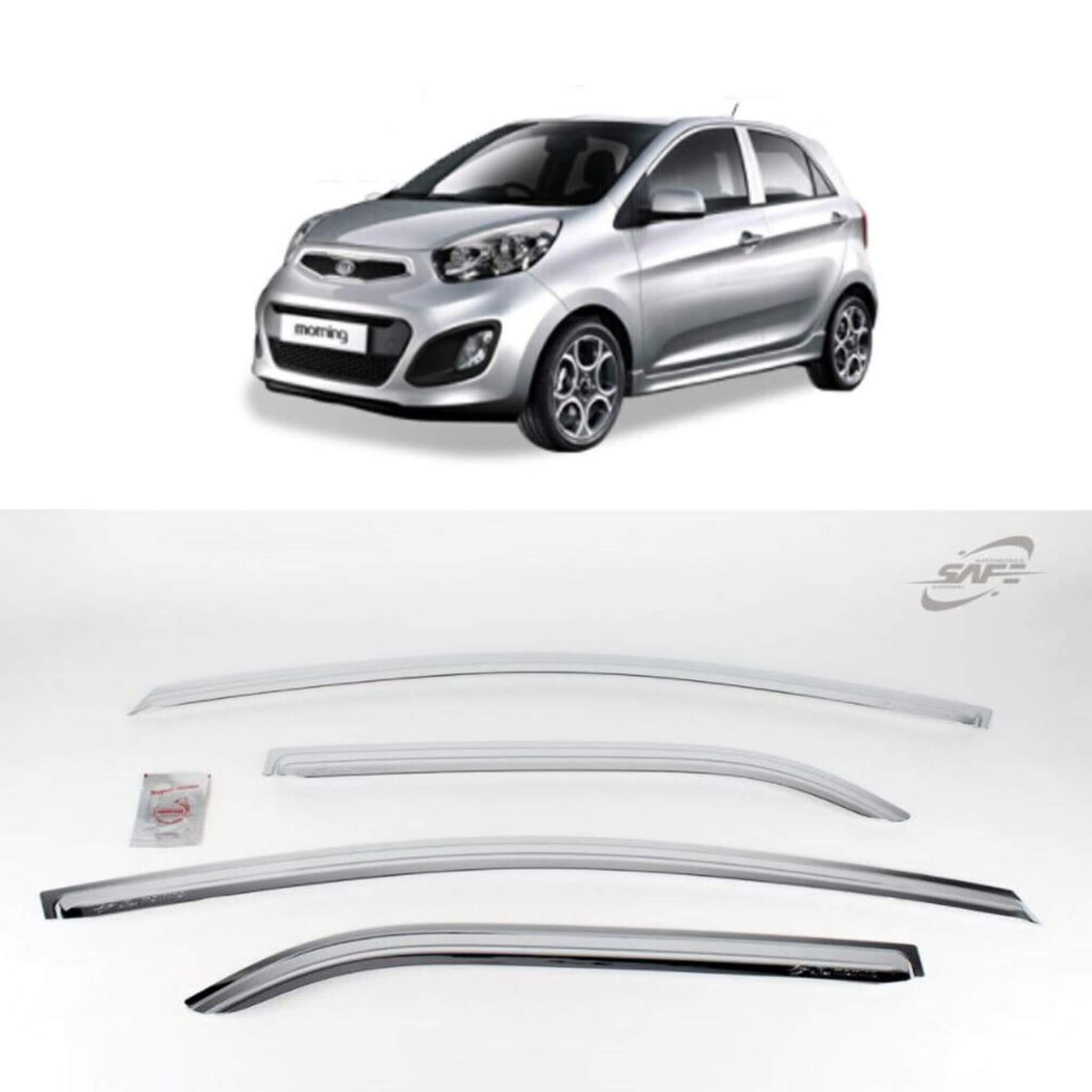 Chrome Window Vent Visor Rain Guard Deflector 4P K723 for Kia Picanto