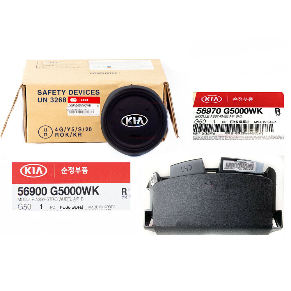 Genuine OEM Steering Wheel Air Bag + Knee Air Bag Set 2pcs Set for Kia