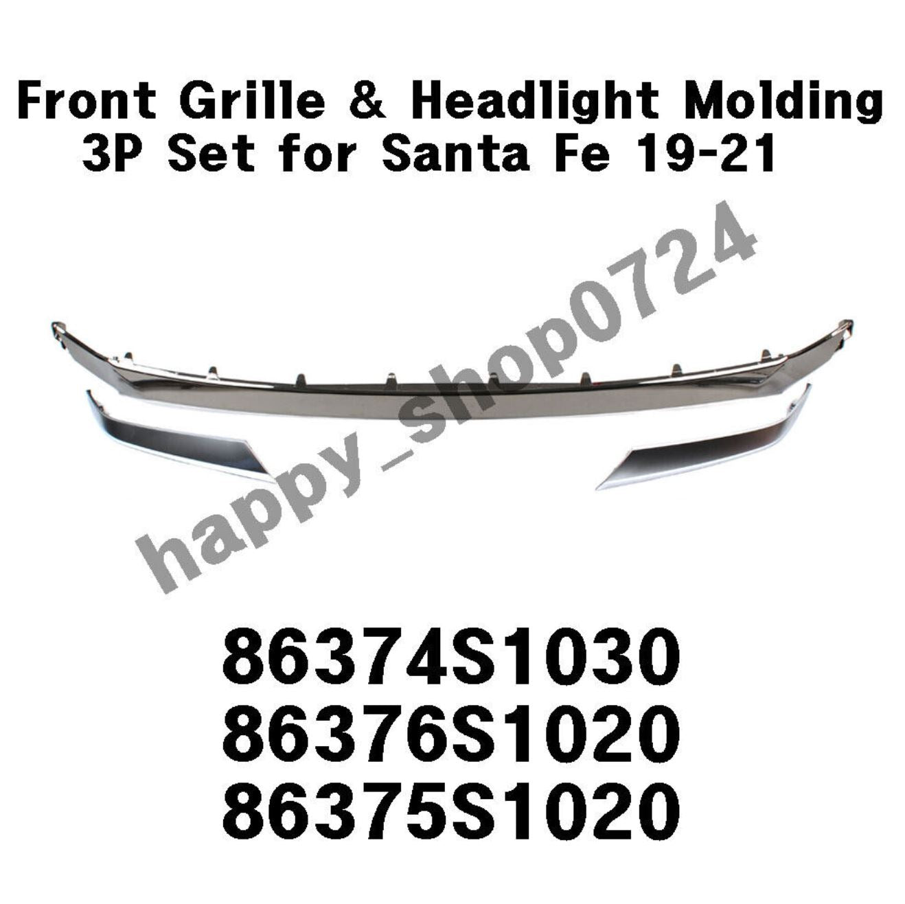 NEW OEM Front Grille & Headlight Molding 3P set for Hyundai Santa Fe 2