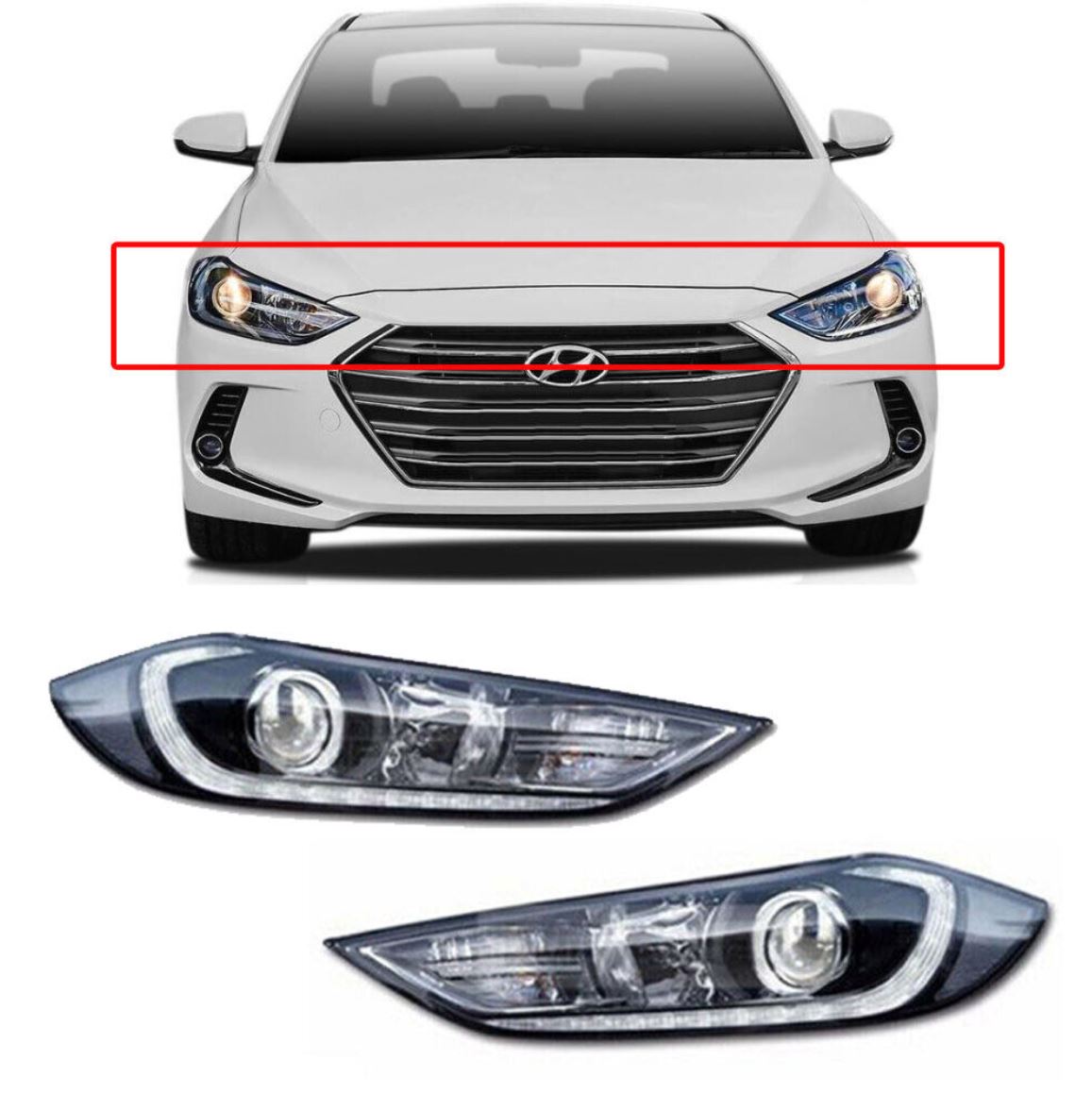 Genuine LED DRL Head Light Lamp Set 92101F2110 92102F2110 for Elantra