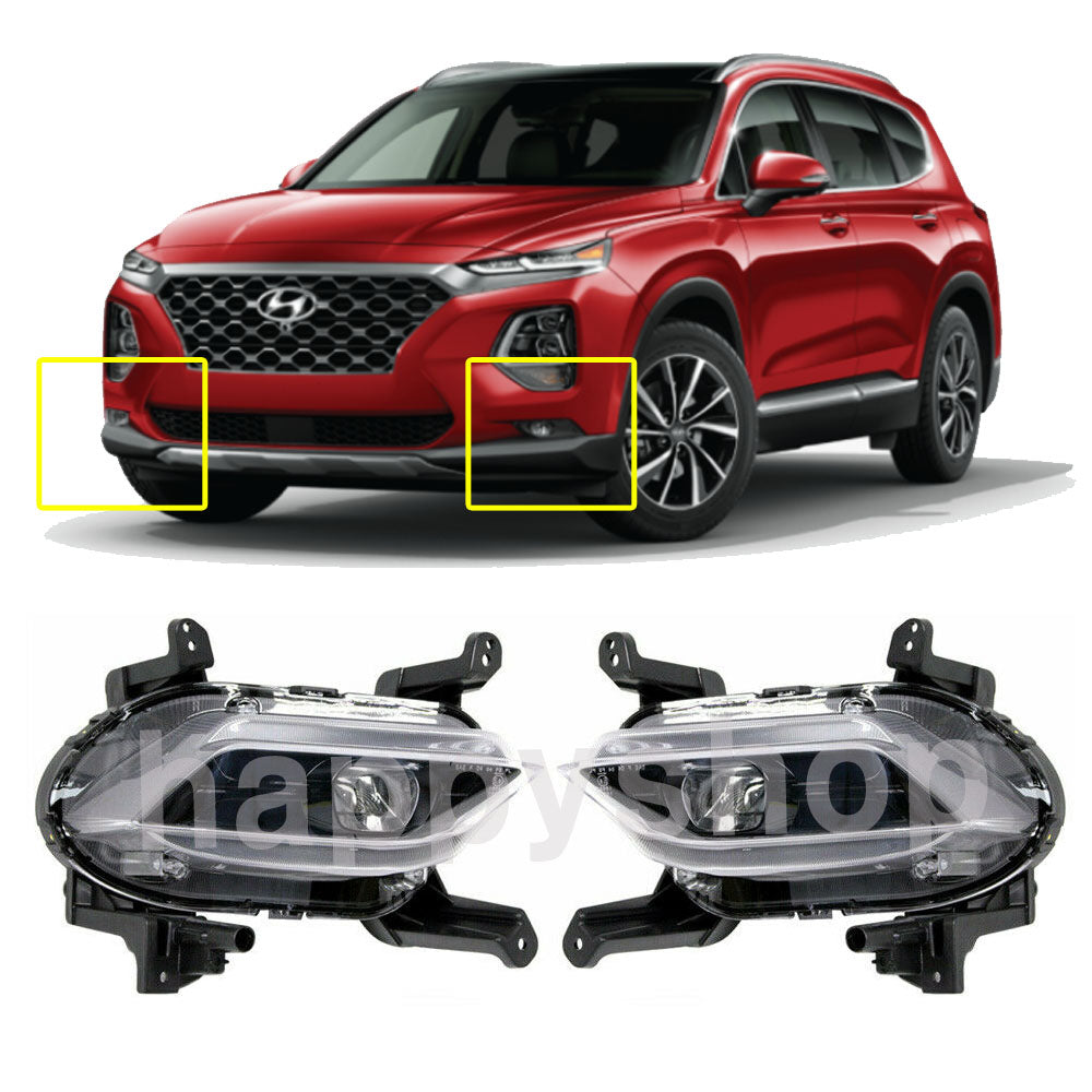 OEM Front Bumper Fog Light Lamp LH + RH Set for Hyundai Santa Fe TM 20