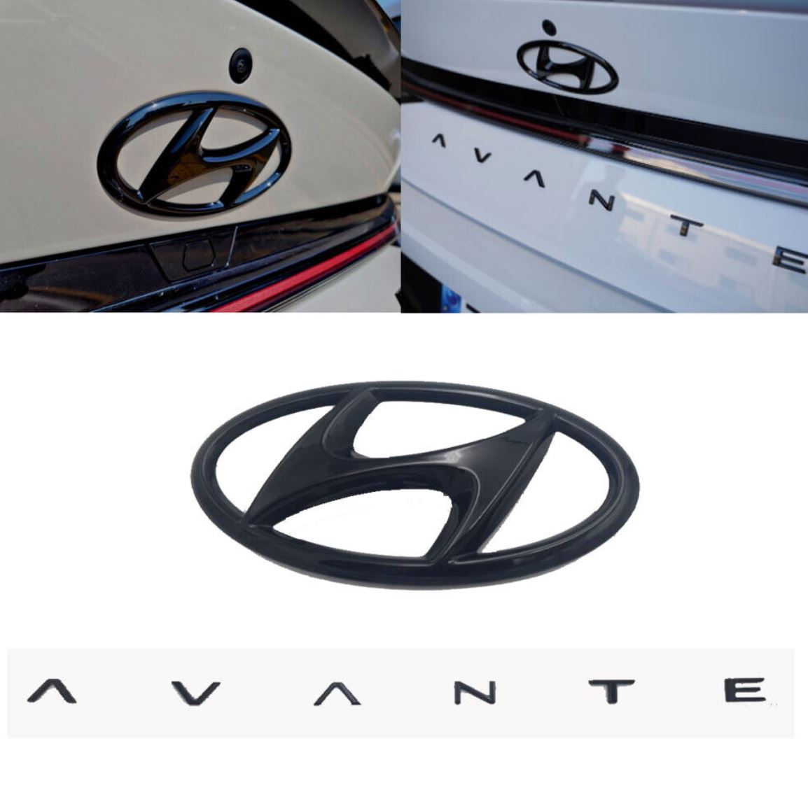 Hyundai Elantra Logo Front Bumper Emblem H Logo Avante Letter Black